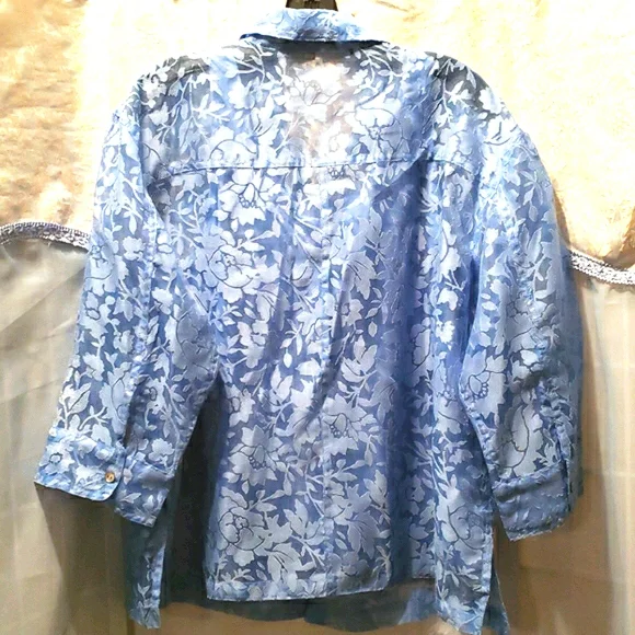 Notations | Tops | Nwt Notations Blue Floral Tank Blouse Sz Xl | Poshmark